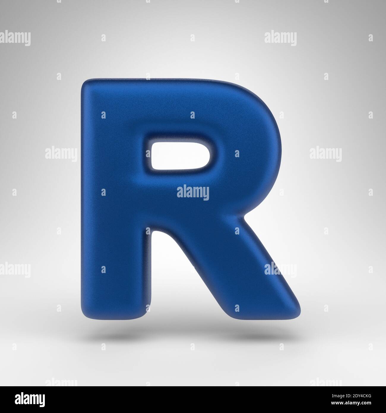 Letter R uppercase on white background. Anodized blue 3D rendered font ...