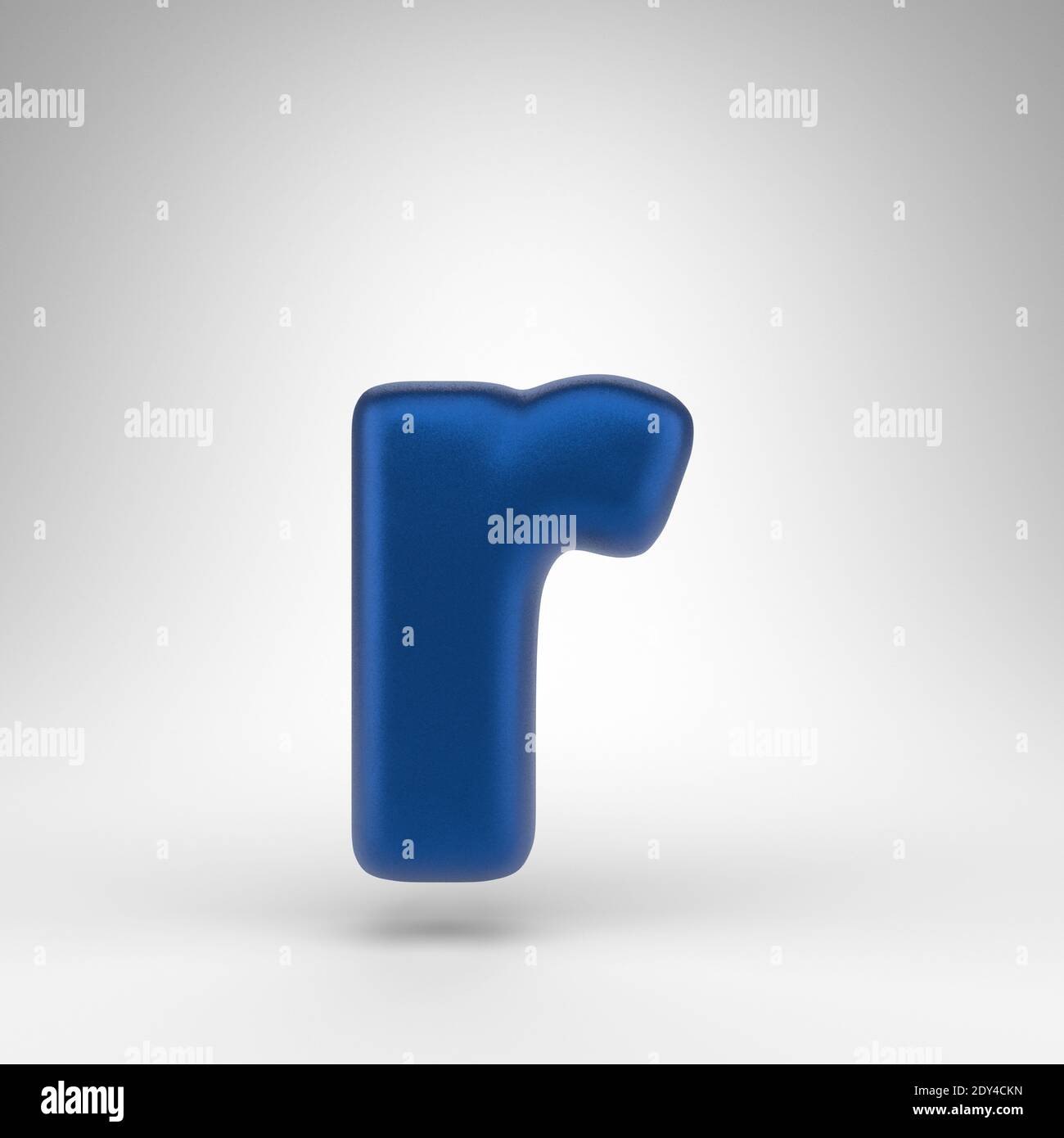 Letter R lowercase on white background. Anodized blue 3D rendered font ...
