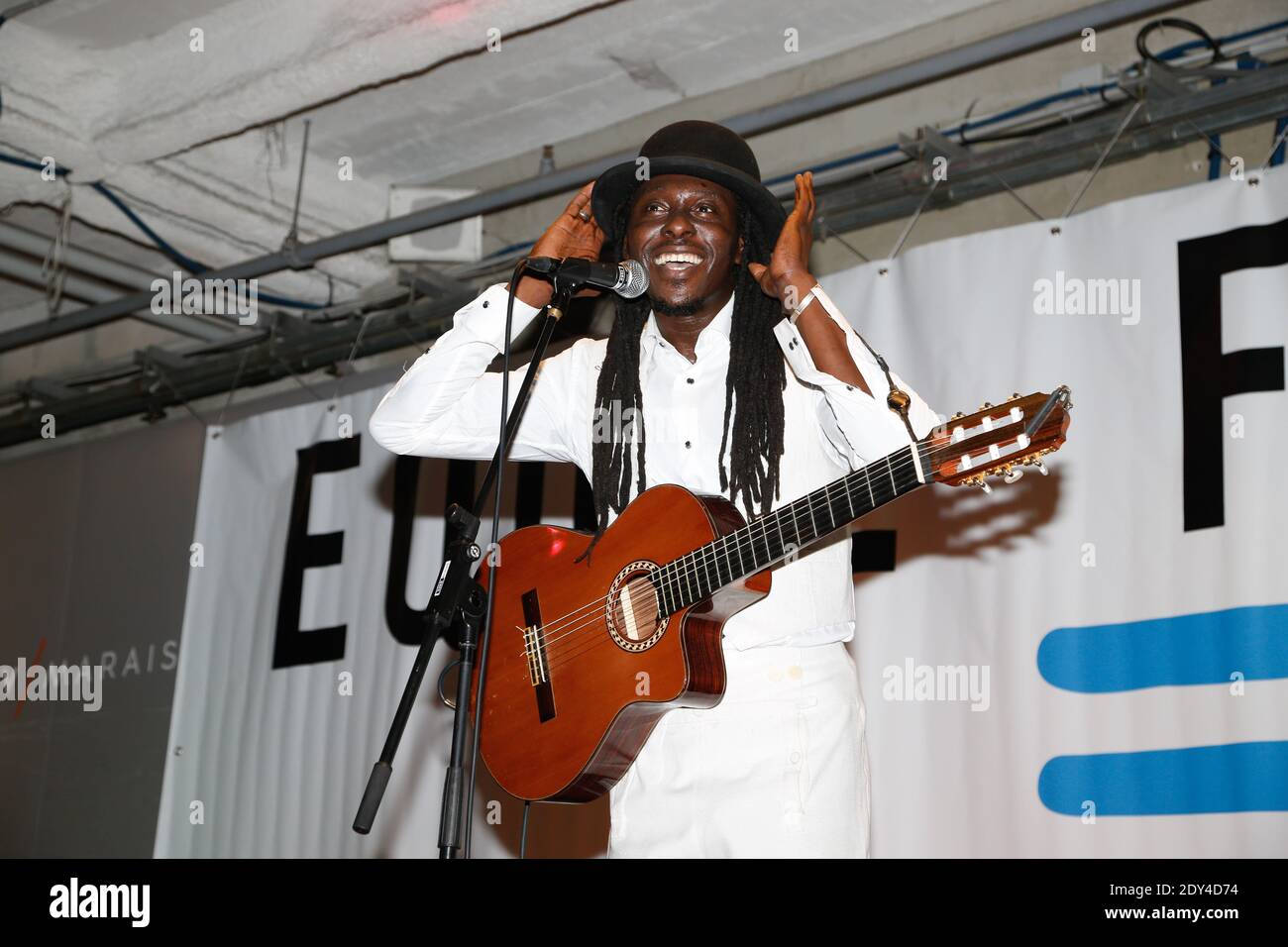 Faada Freddy, singer, during the concert organised by BHV Marais and ...