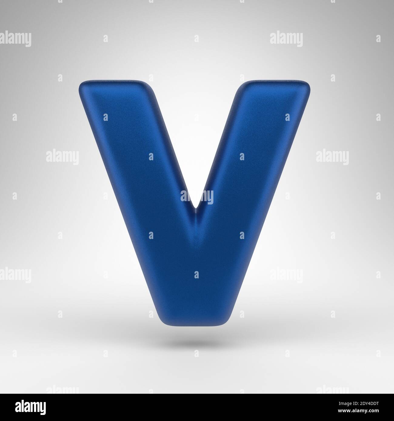 Letter V uppercase on white background. Anodized blue 3D rendered font ...