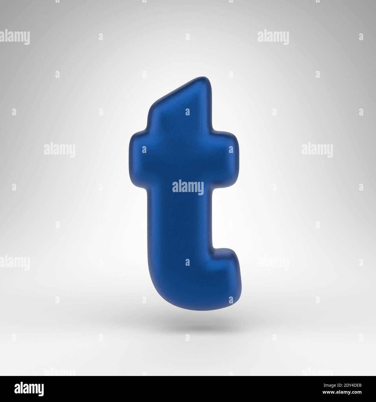 Letter T lowercase on white background. Anodized blue 3D rendered font ...