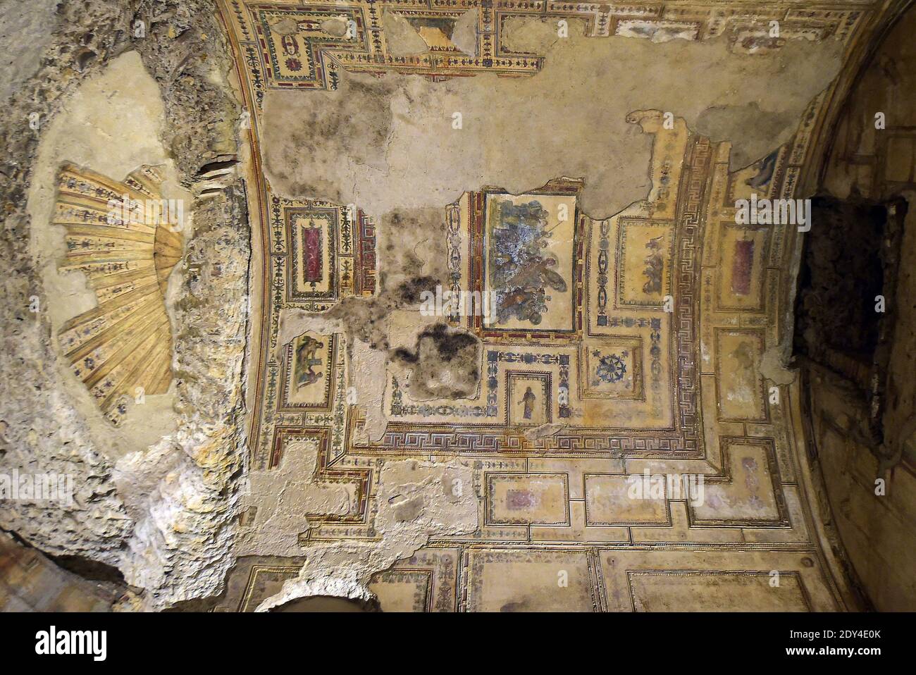 A view of the underground ancient Domus Aurea site (Golden House), the ...