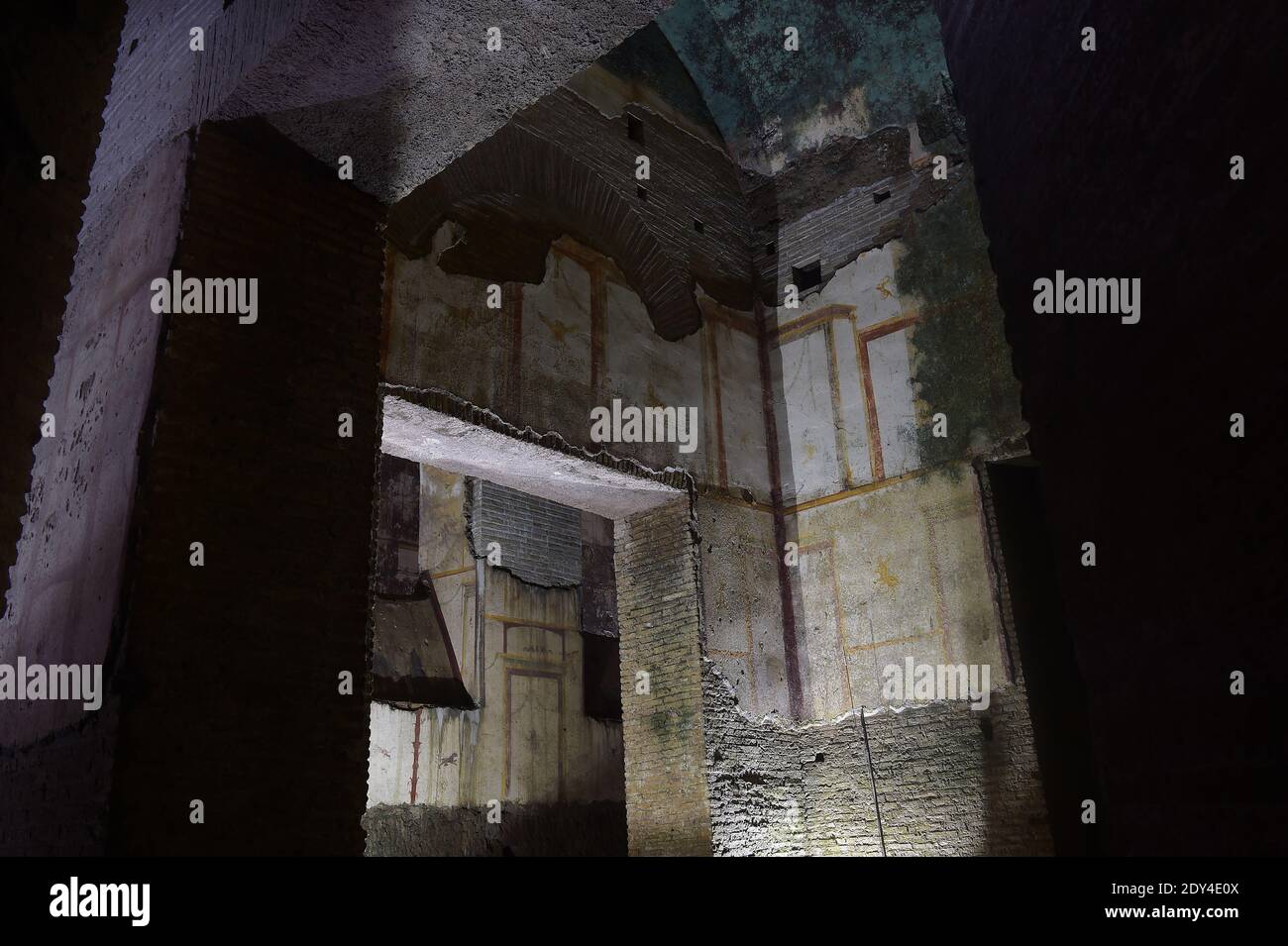 A view of the underground ancient Domus Aurea site (Golden House), the ...