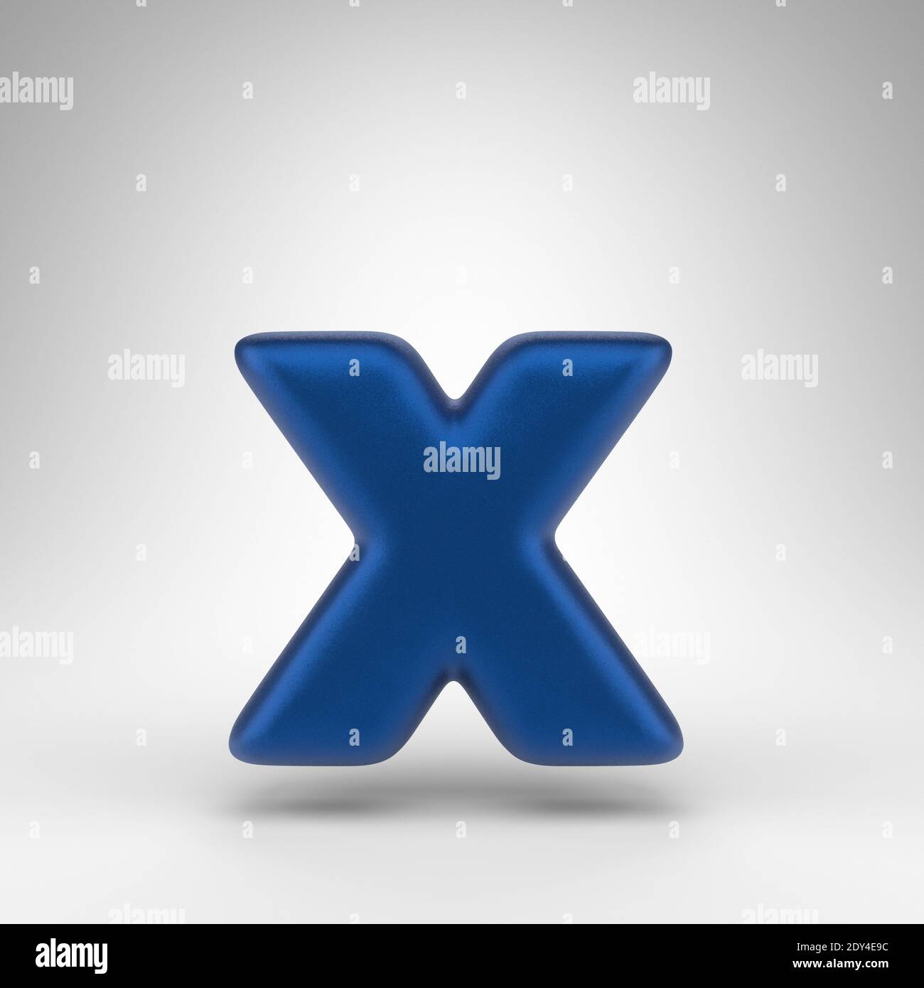 Letter X lowercase on white background. Anodized blue 3D rendered font ...