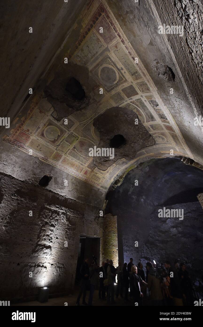 A view of the underground ancient Domus Aurea site (Golden House), the ...