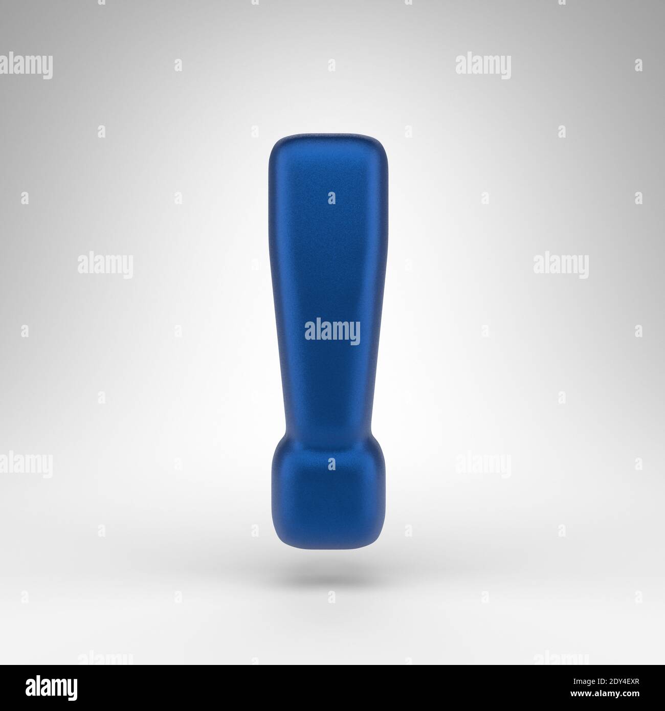 Exclamation point symbol on white background. Anodized blue 3D rendered ...