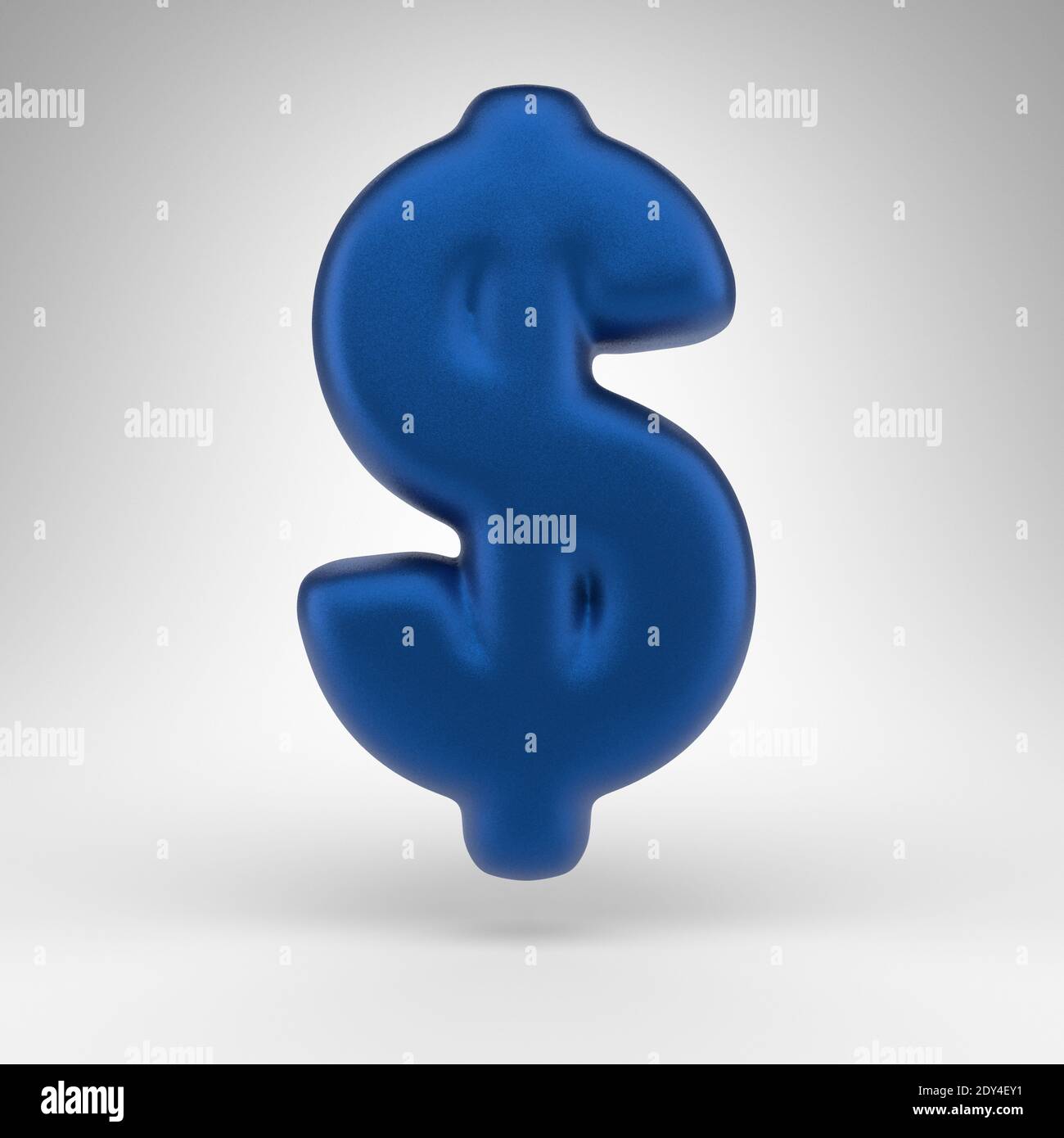 Dollar symbol on white background. Anodized blue 3D rendered sign with ...