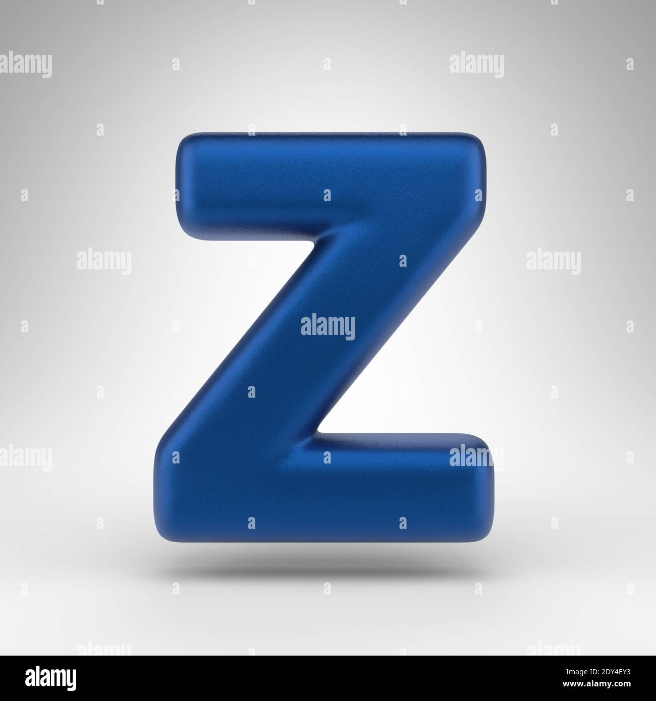 Letter Z uppercase on white background. Anodized blue 3D rendered font ...