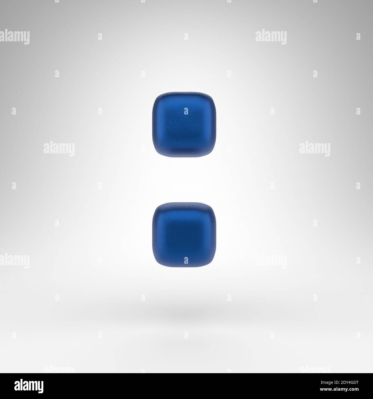 Colon symbol on white background. Anodized blue 3D rendered sign with ...