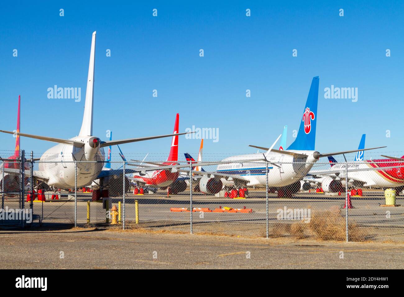 Victorville, CA, USA – December 22, 2020: Commercial airliners planes ...