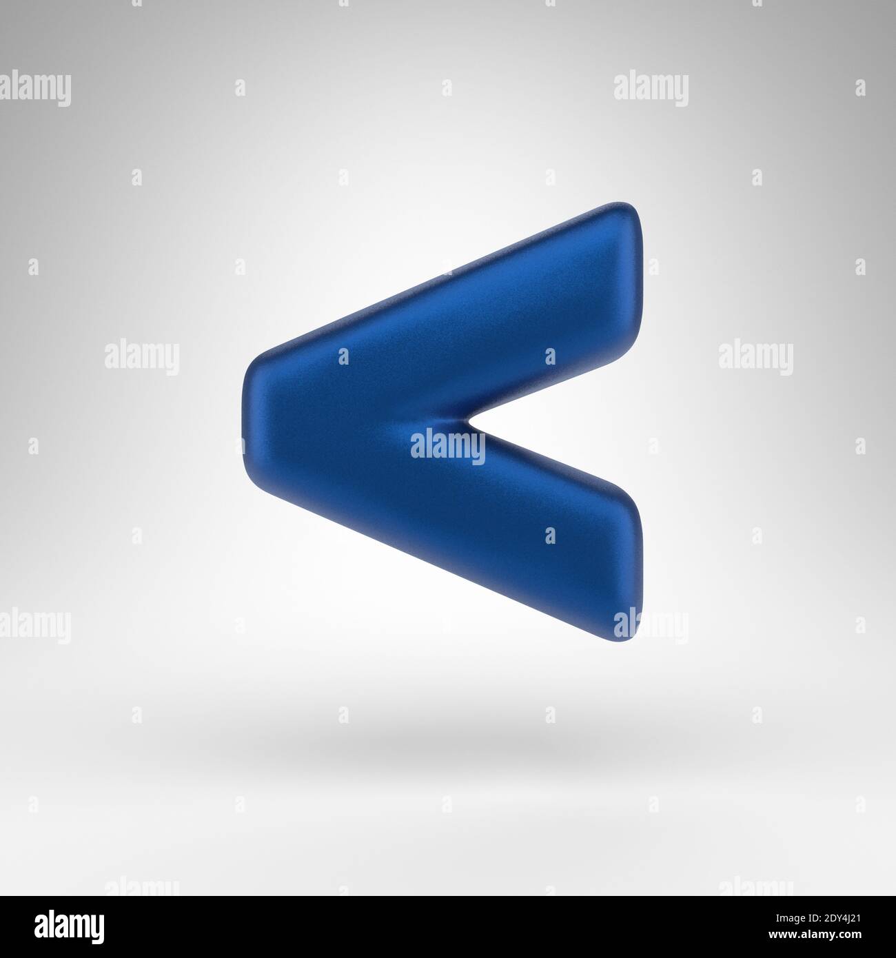 Less than symbol on white background. Anodized blue 3D rendered sign ...