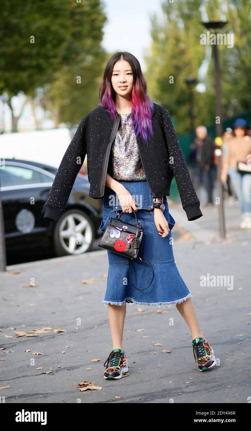 street style, Irene Kim, model, arriving at Kenzo Ready-to-Wear Spring ...