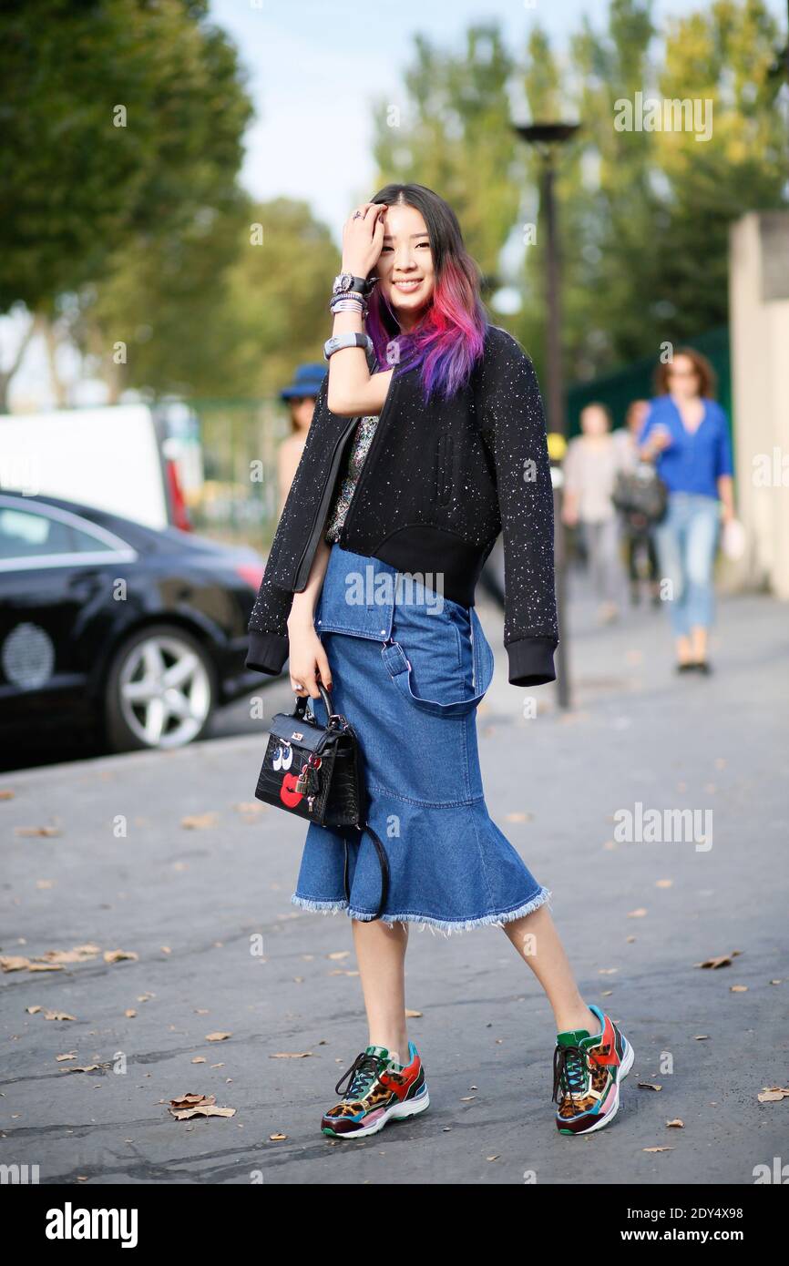 street style, Irene Kim, model, arriving at Kenzo Ready-to-Wear Spring ...