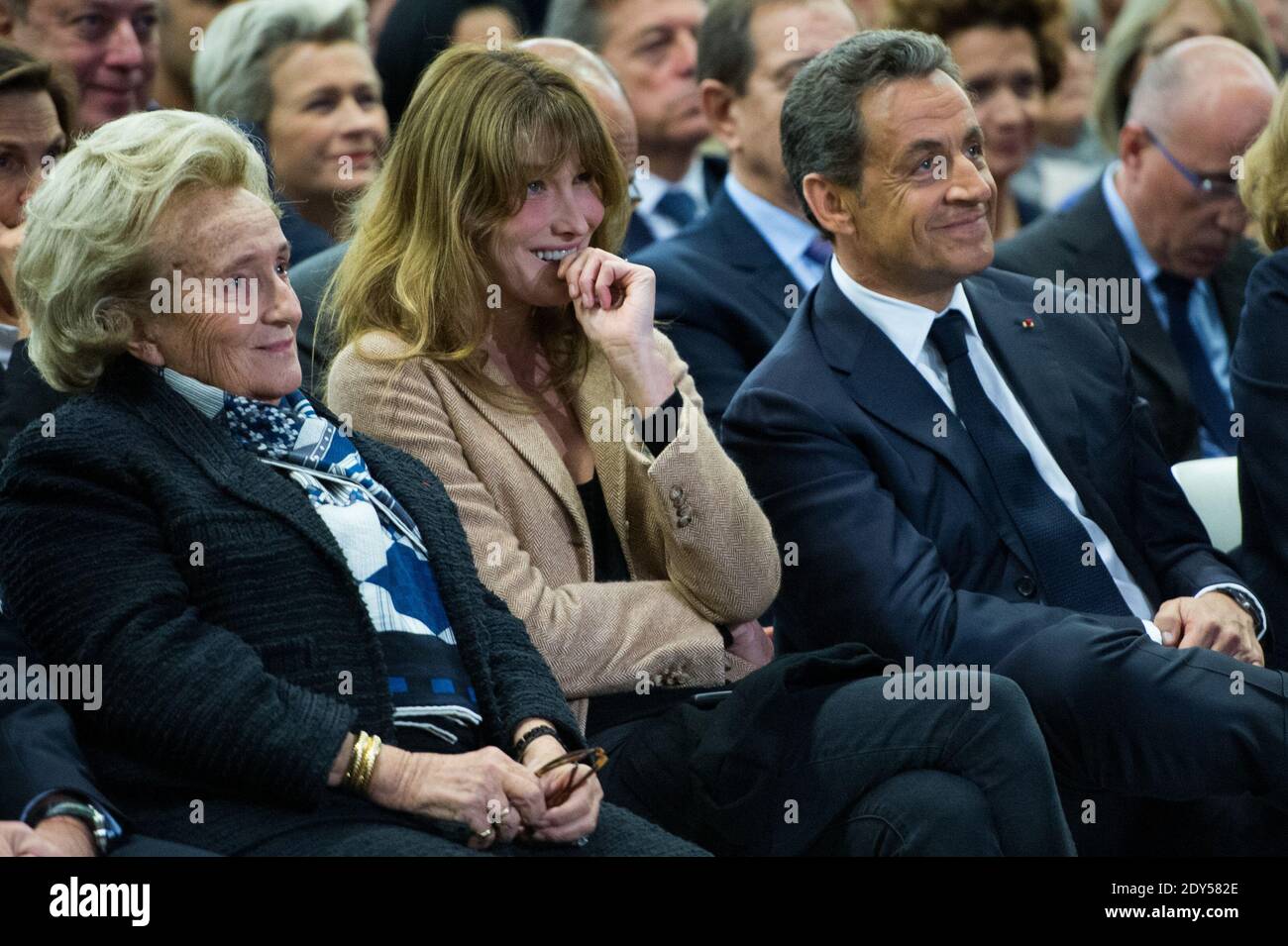 French former President Nicolas Sarkozy, his wife Carla Bruni-Sarkozy ...