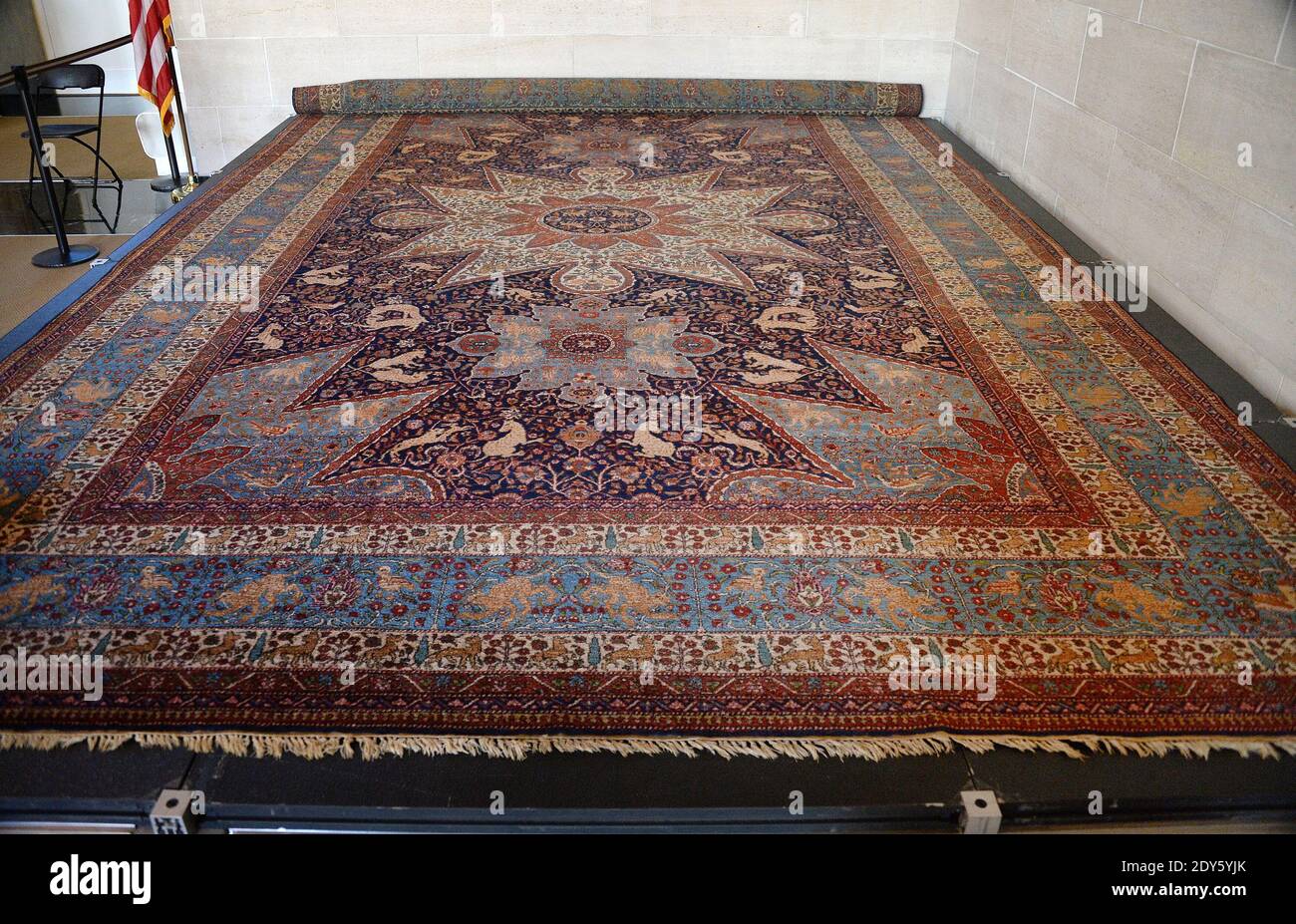 The Ghazir rug, also known as the Armenian Orphan Rug, is on display at ...