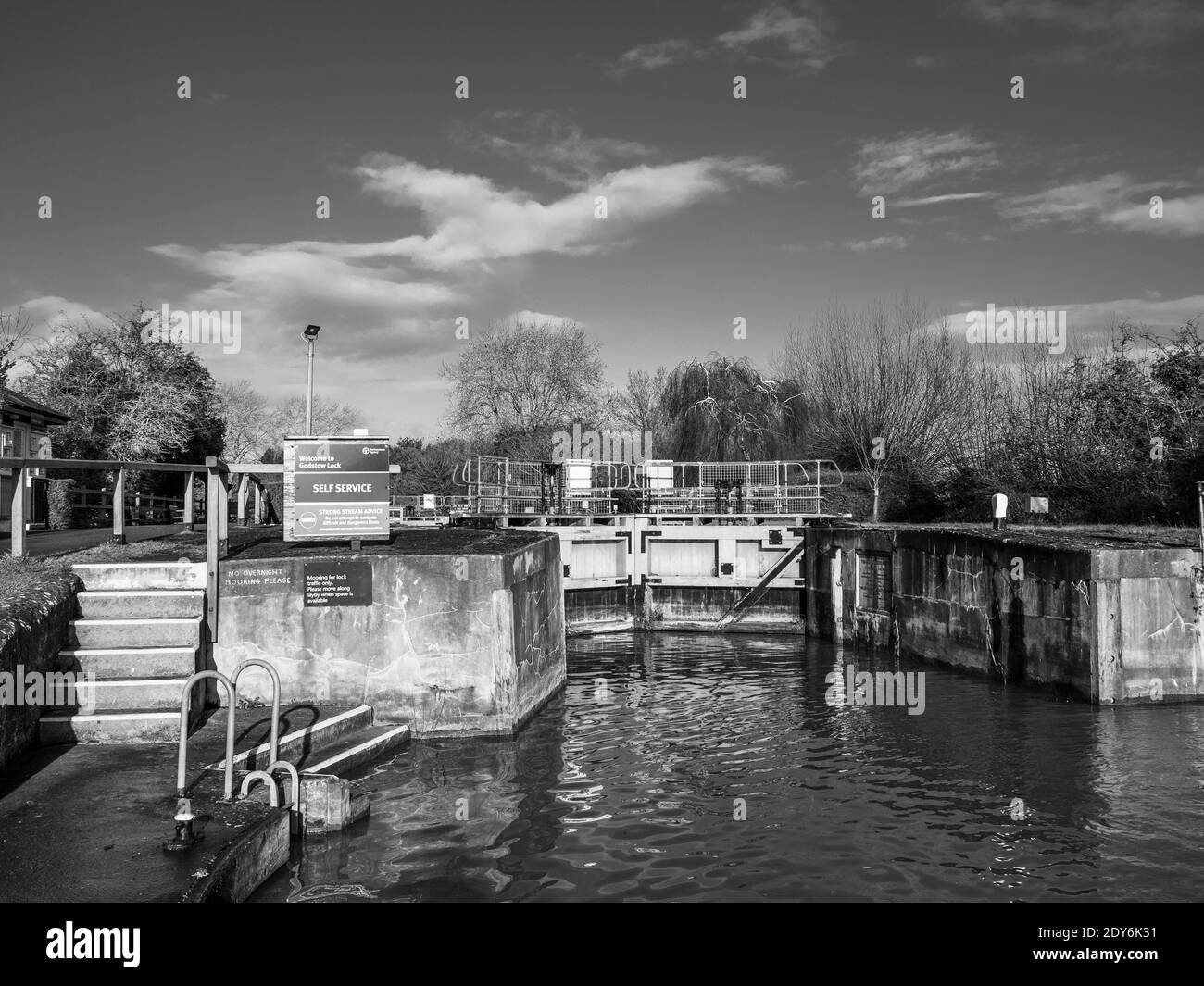 Black and White Landscape of Godstow Lock, Port Meadow, Oxford ...