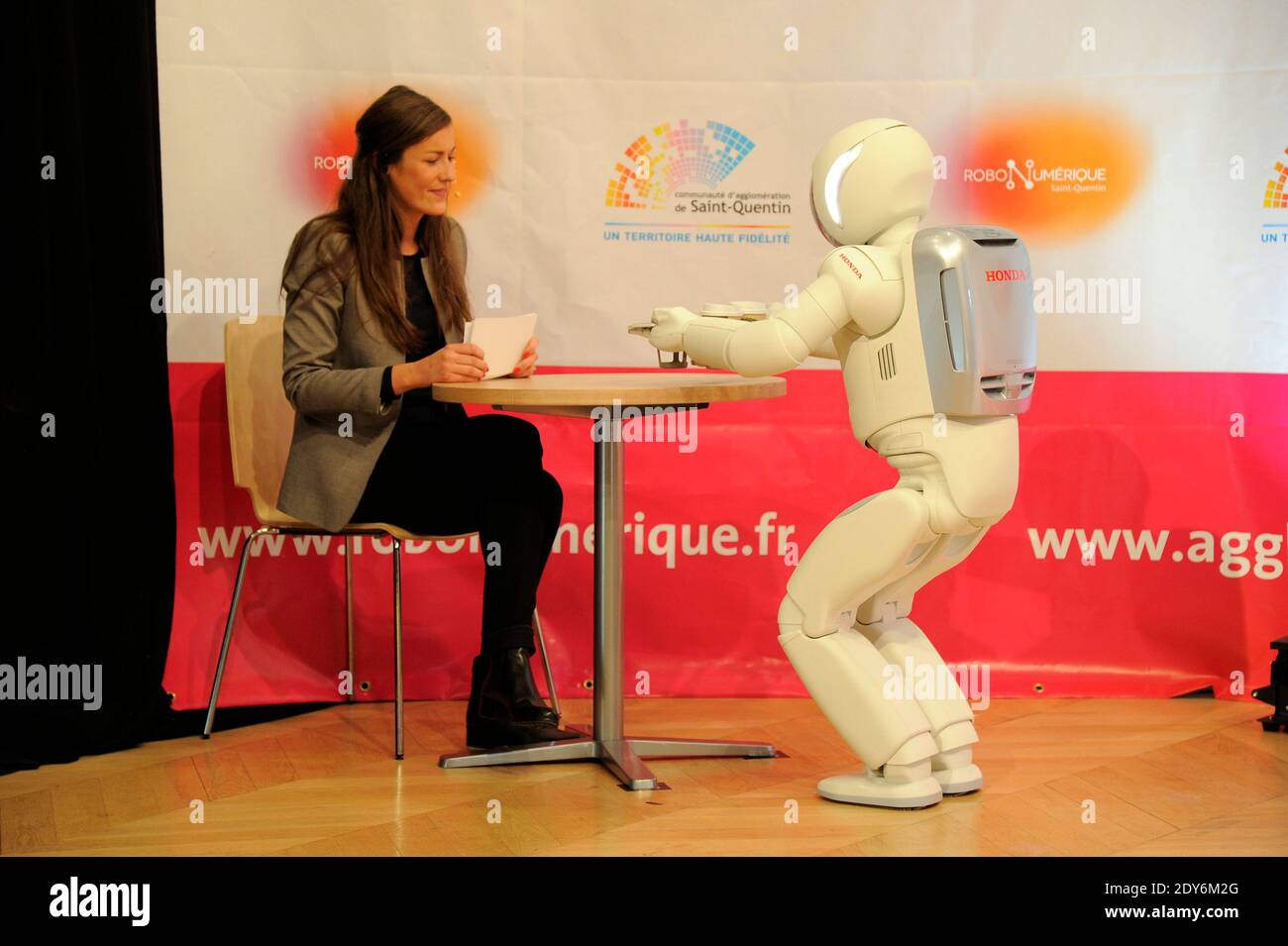 Honda's humanoid robot ASIMO (Advanced Step in Innovative MObility ...