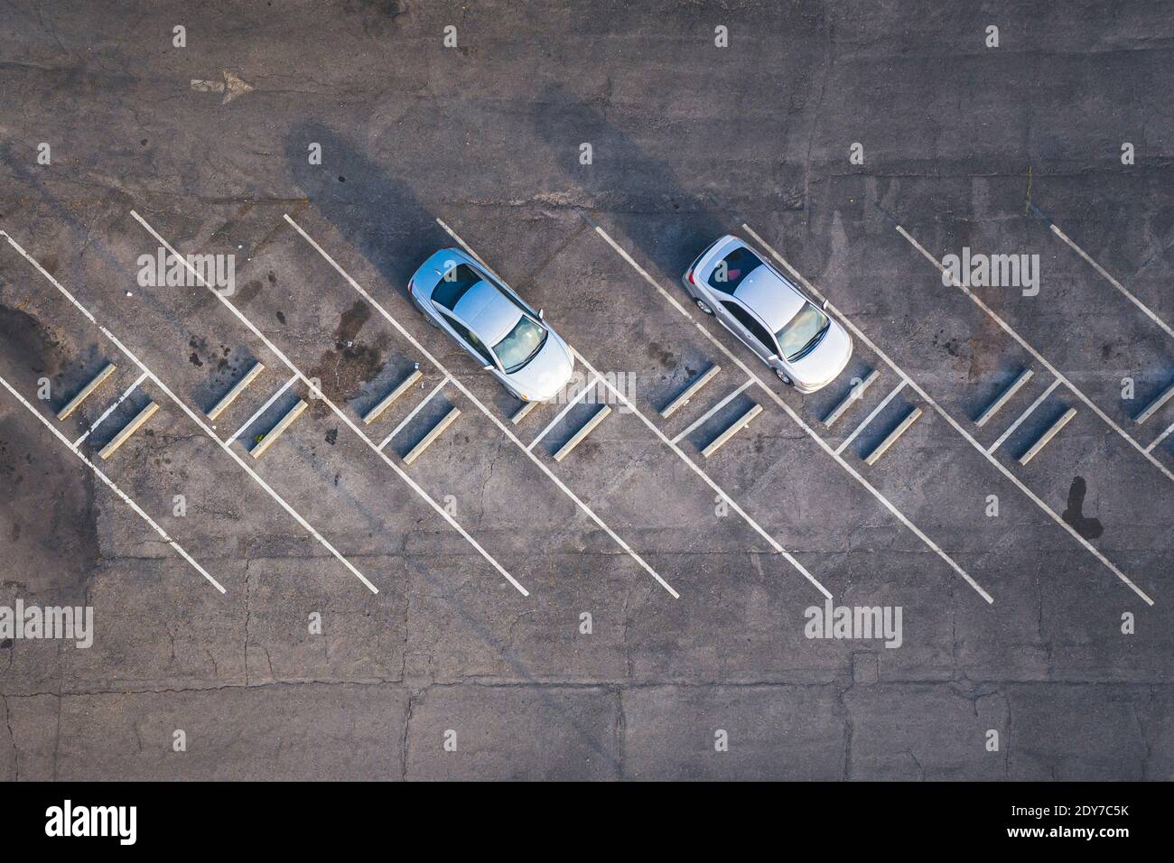 Parking with two cars from above in New Orleans Stock Photo - Alamy