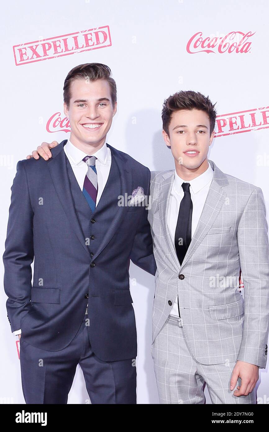 Marcus Johns and Cameron Dallas attend the premiere of AwesomenessTV's ...