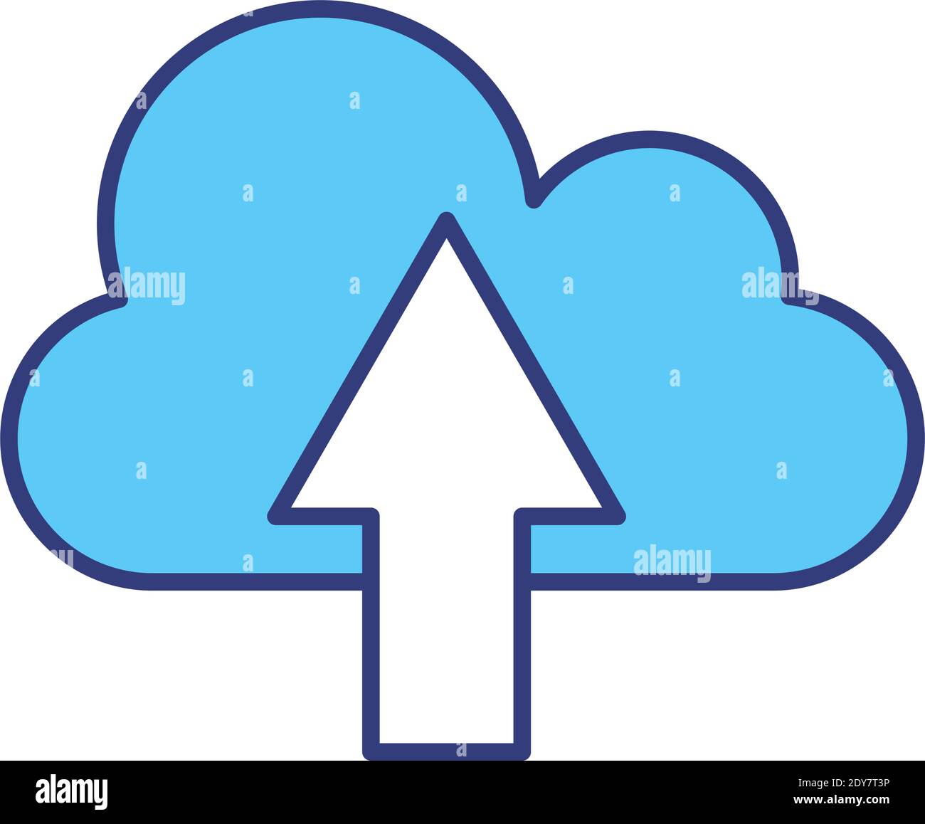 cloud computing with arrow up line style icon vector illustration ...
