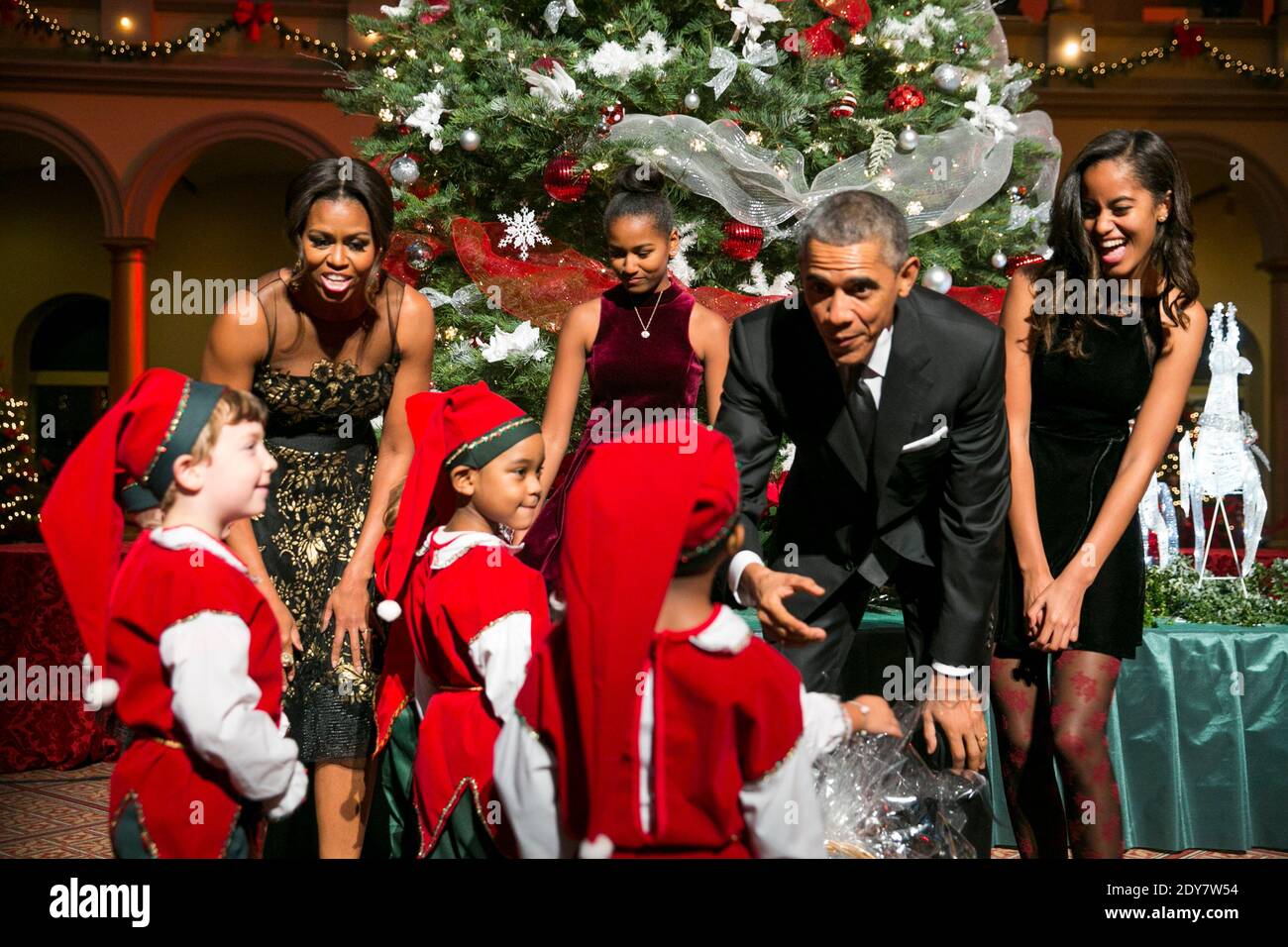 President Barack Obama, center right, first lady Michelle Obama, left ...