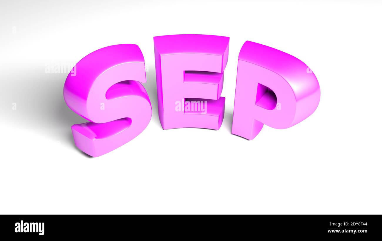 SEP september pink write isolated on white background - 3D rendering ...