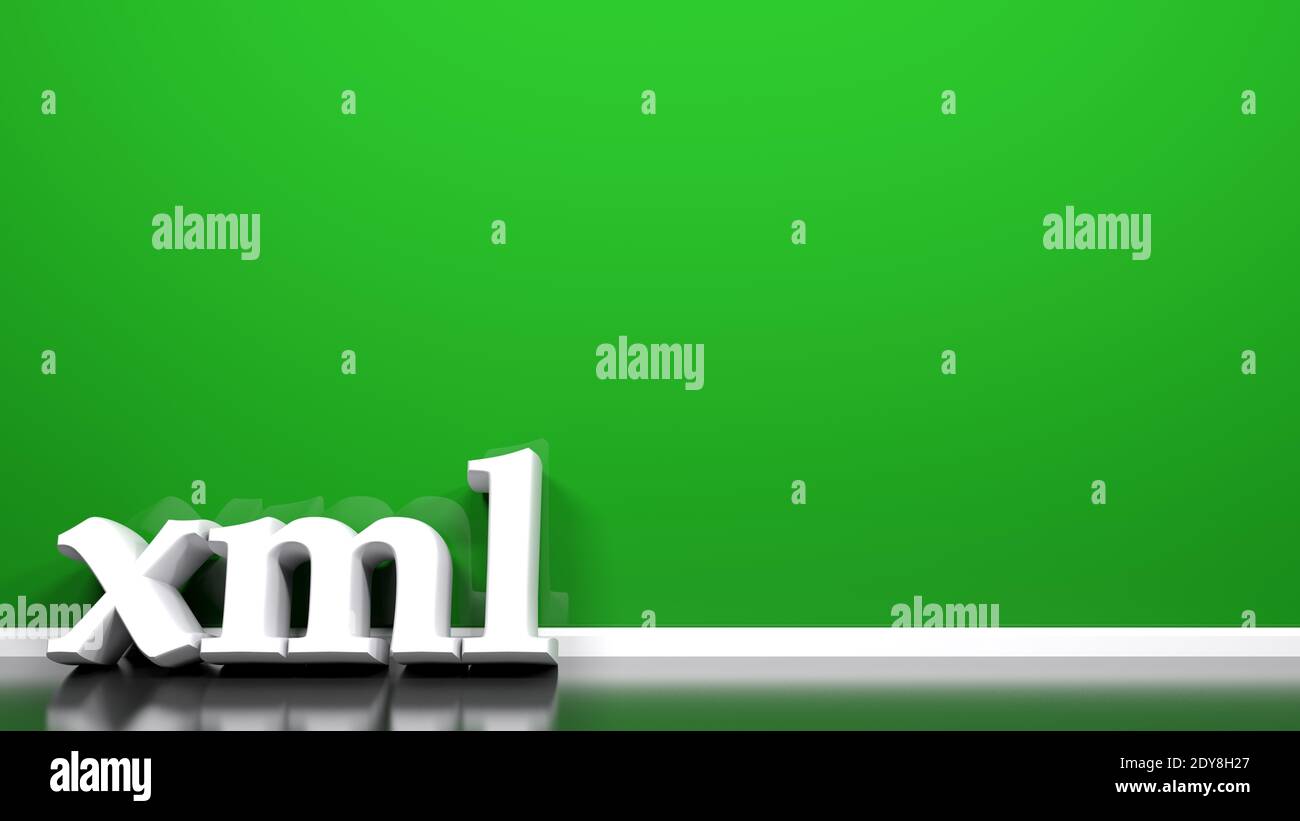 XML write at green wall background - 3D rendering illustration Stock ...