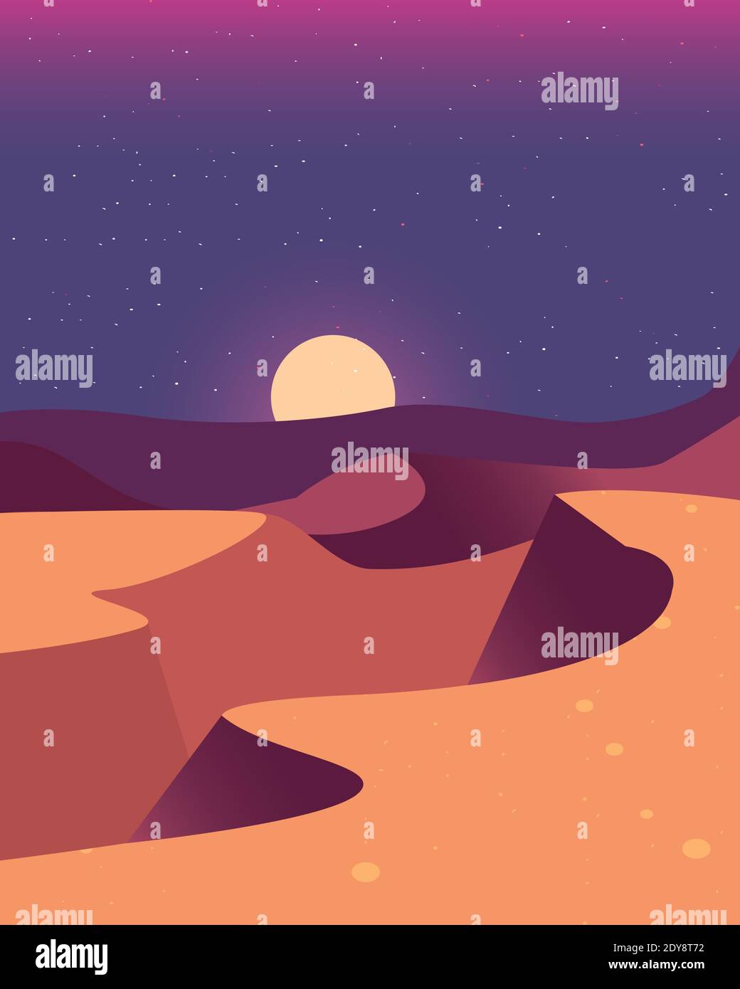 Landscape of moon in desert design, nature and outdoor theme Vector ...