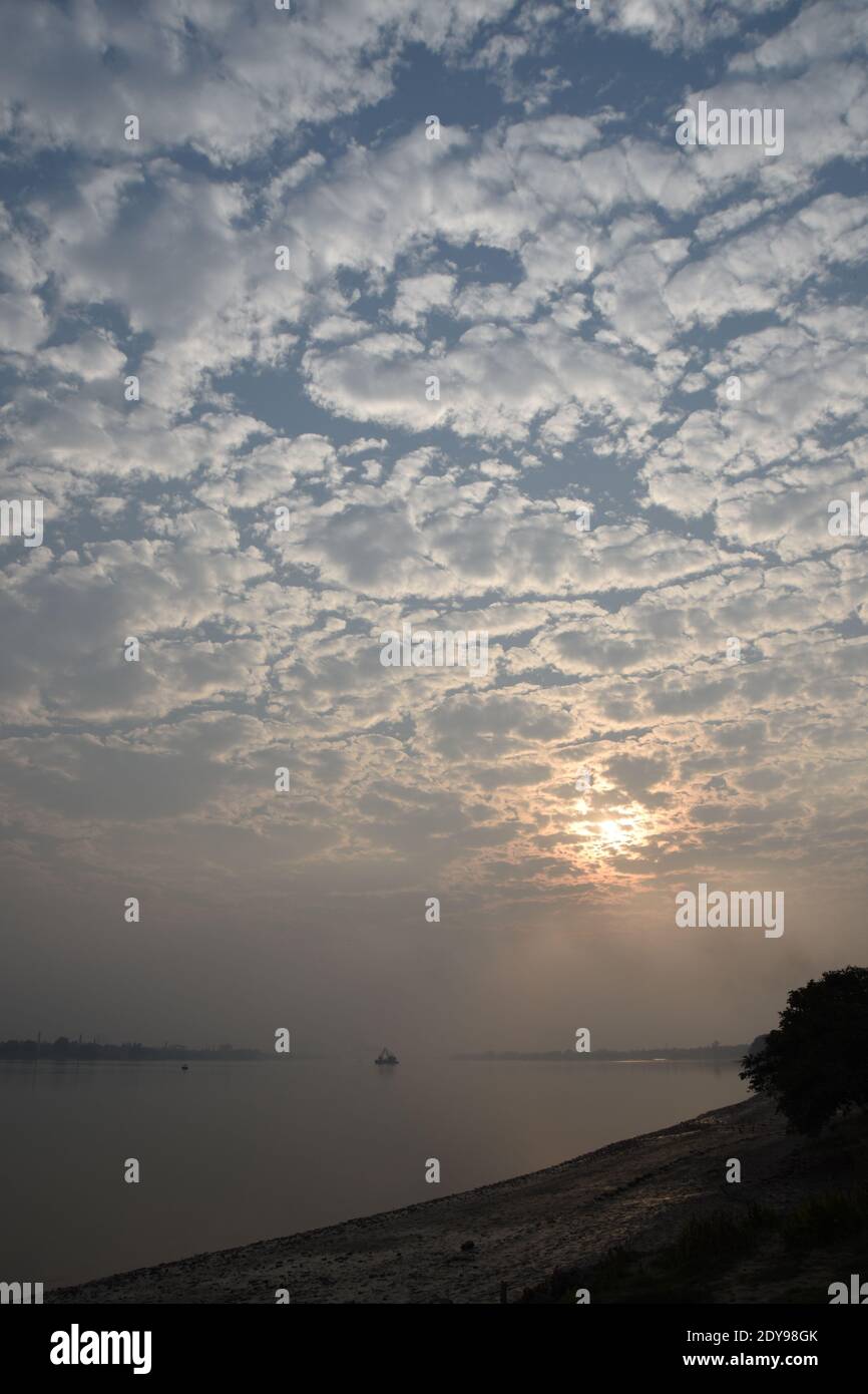 Altocumulus clouds over the Ganges. Sarenga, Sankrail, Howrah Stock ...