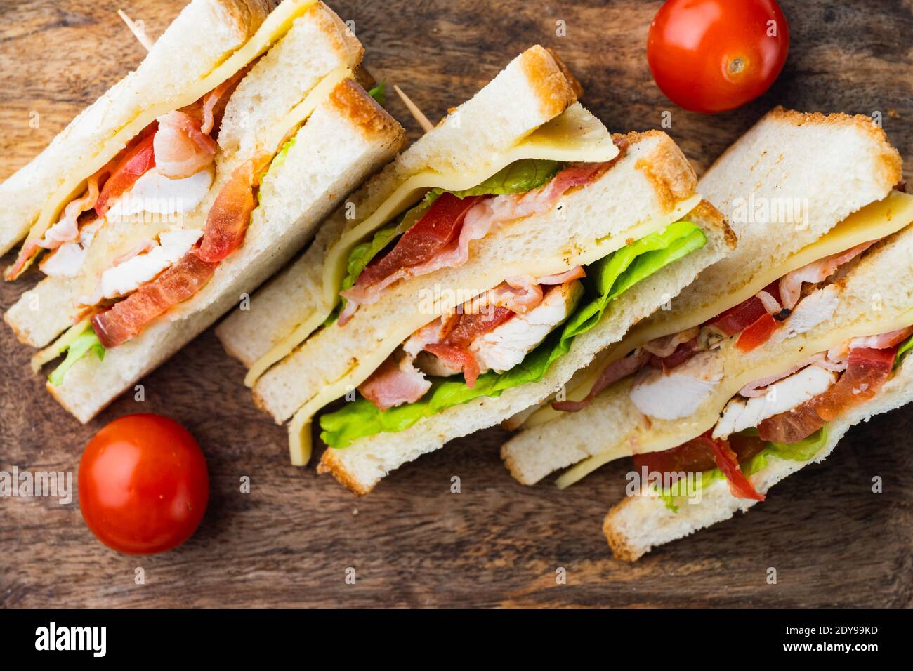 Deli fresh sandwich with chicken, top view Stock Photo - Alamy