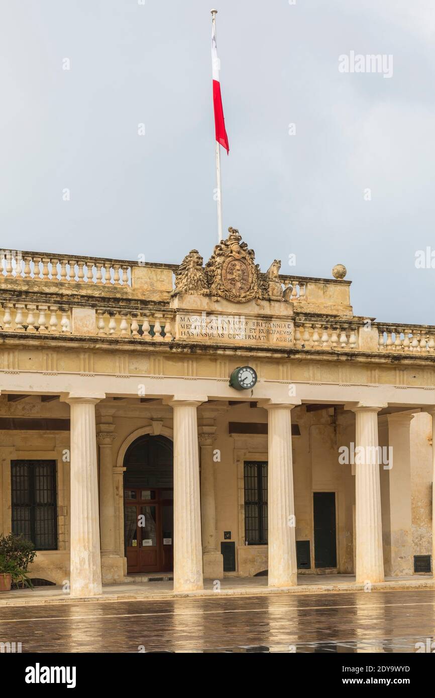 Main guard building in St Georges Square, Valletta, Malta Stock Photo ...