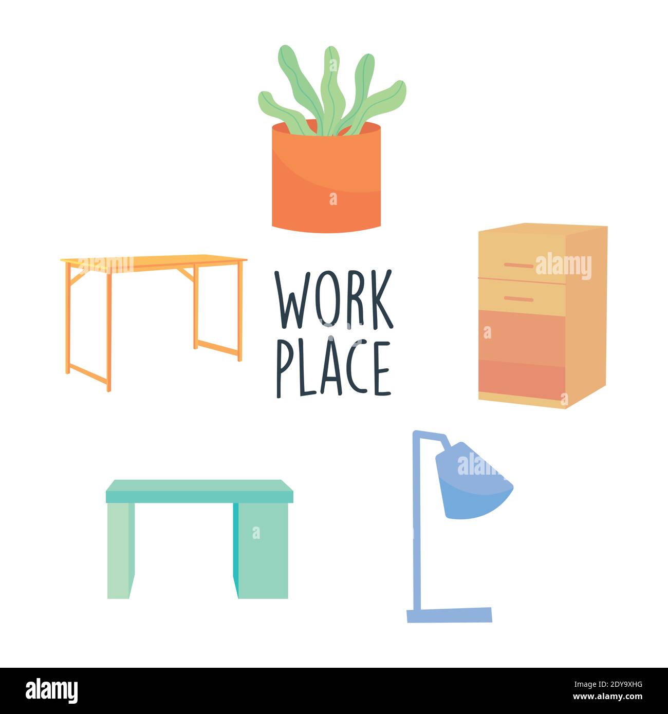 plant and work place icon set over white background, colorful design ...