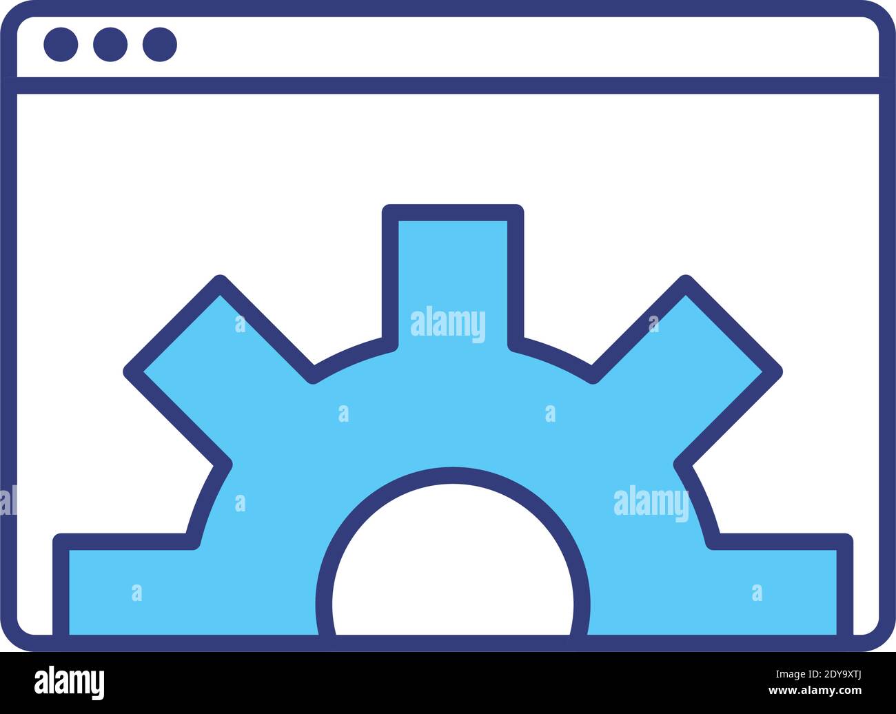 webpage template with gear machine line style icon vector illustration ...