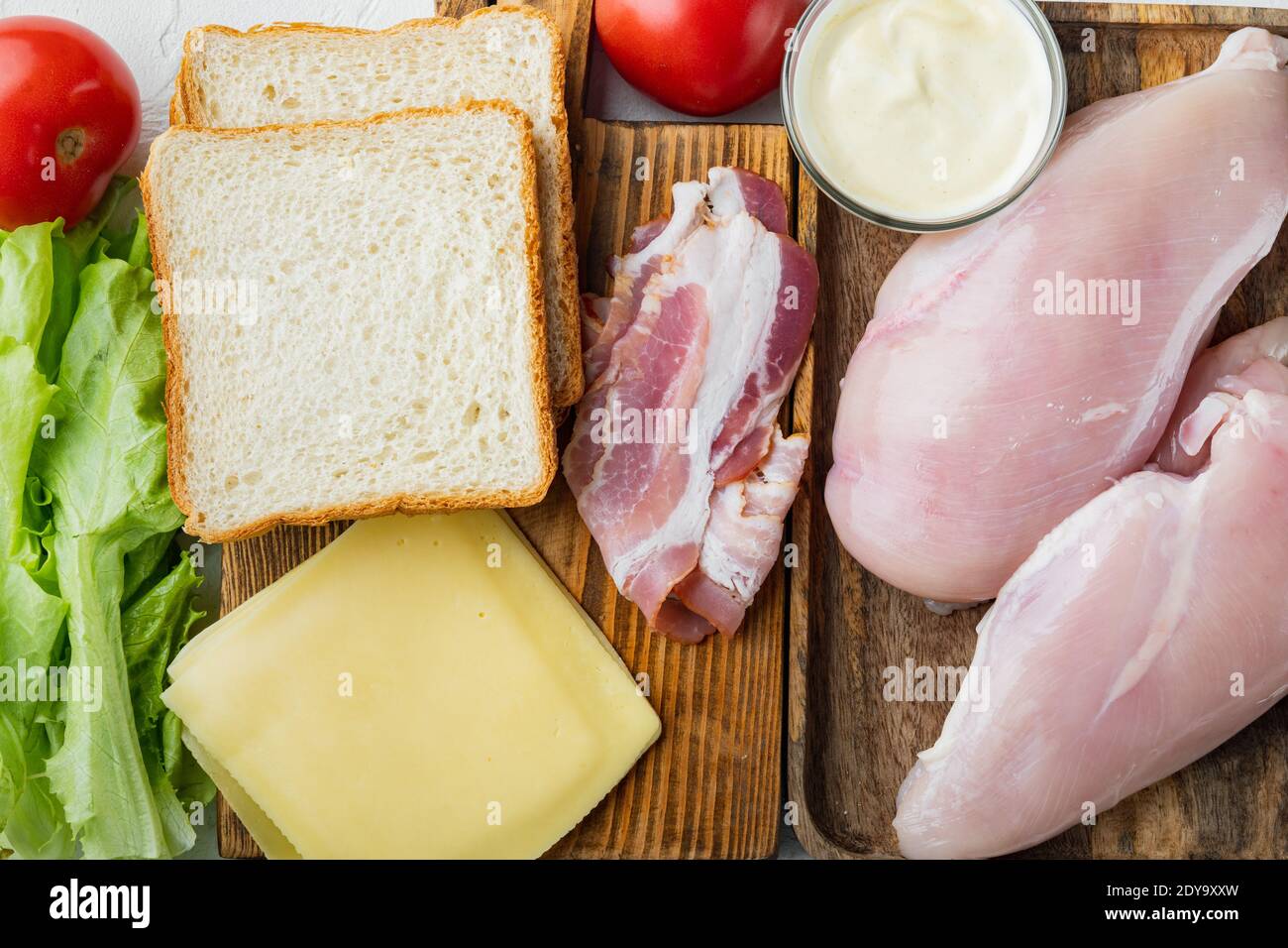 Club sandwich ingredient, on white background Stock Photo - Alamy