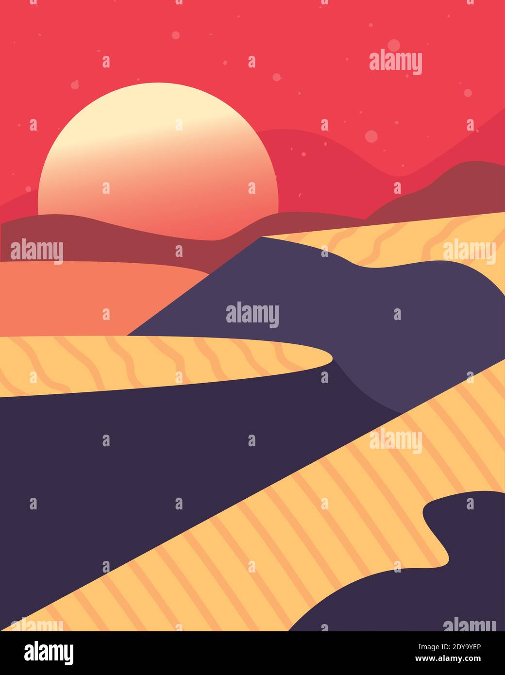 Landscape of sunset in desert design, nature and outdoor theme Vector ...