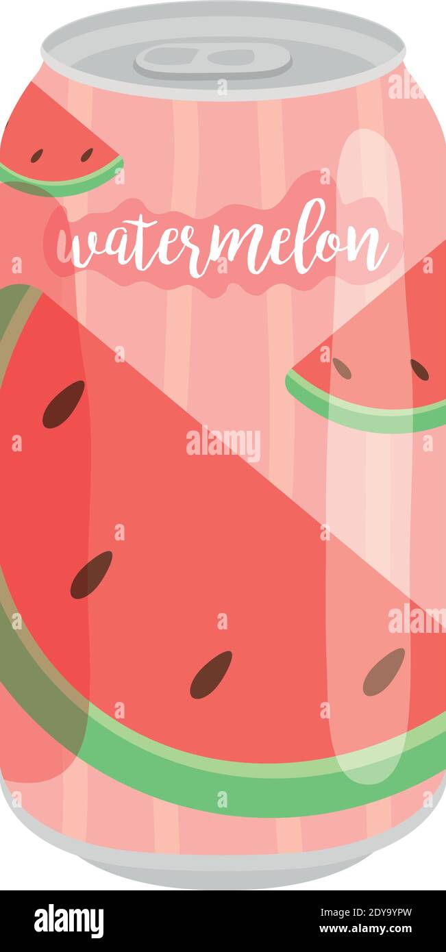 watermelon soda can icon over white background, colorful design, vector ...