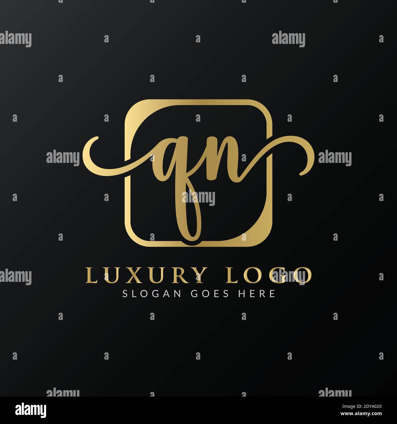 Initial Letter QN Logo Design Vector Template. Modern Luxury QN Letter ...