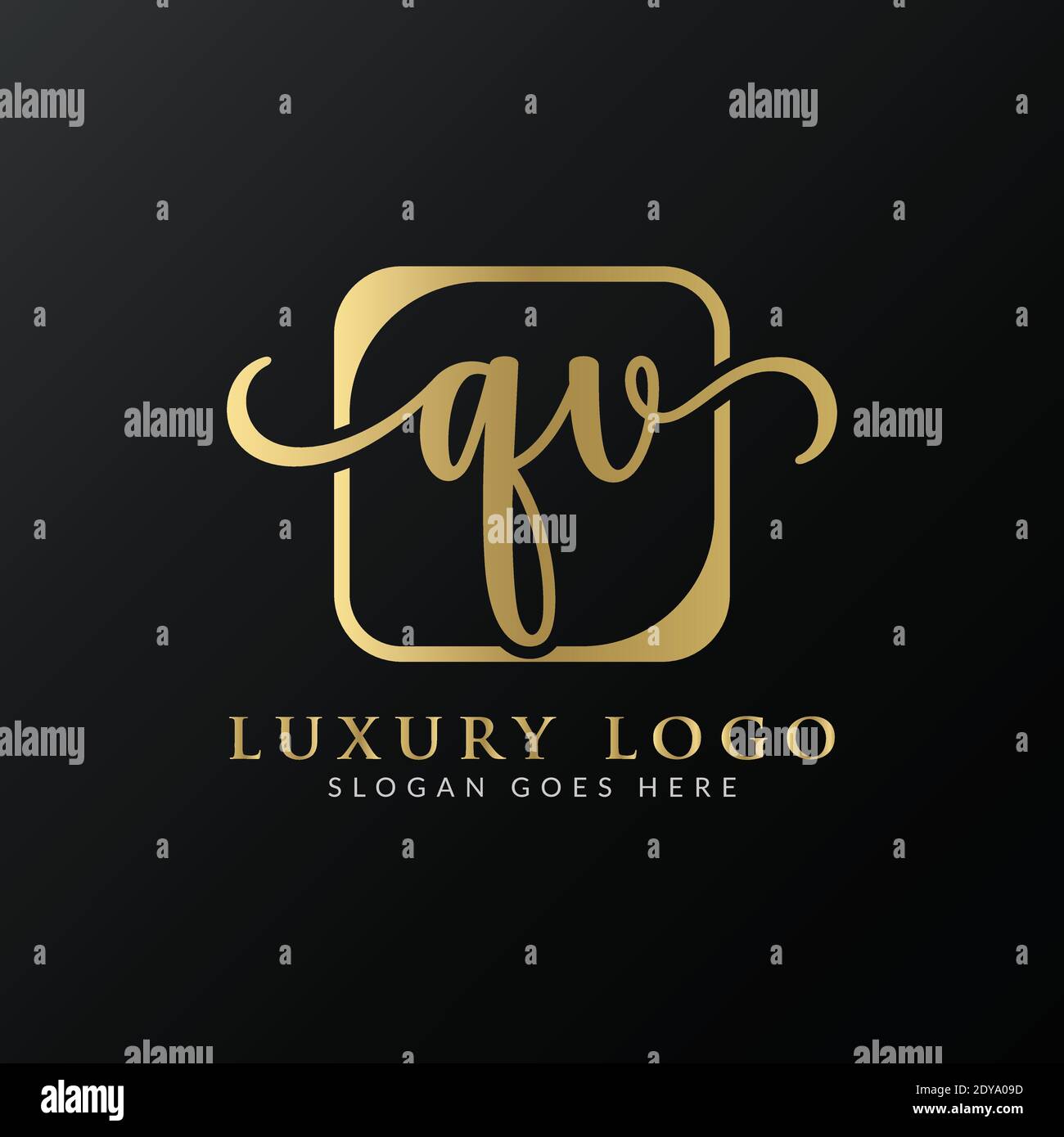 Initial Letter QV Logo Design Vector Template. Modern Luxury QV Letter ...