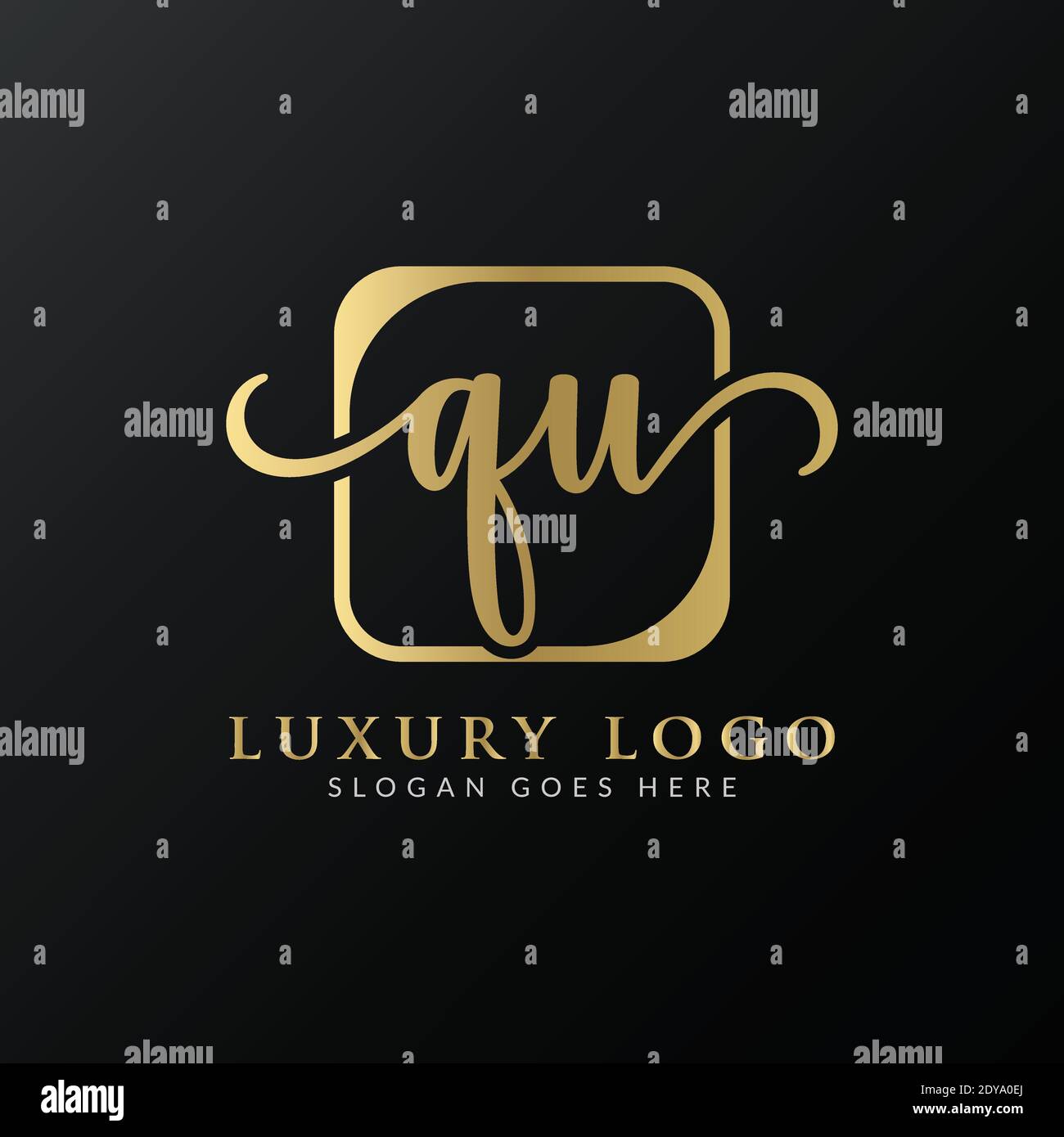 Initial Letter QU Logo Design Vector Template. Modern Luxury QU Letter ...