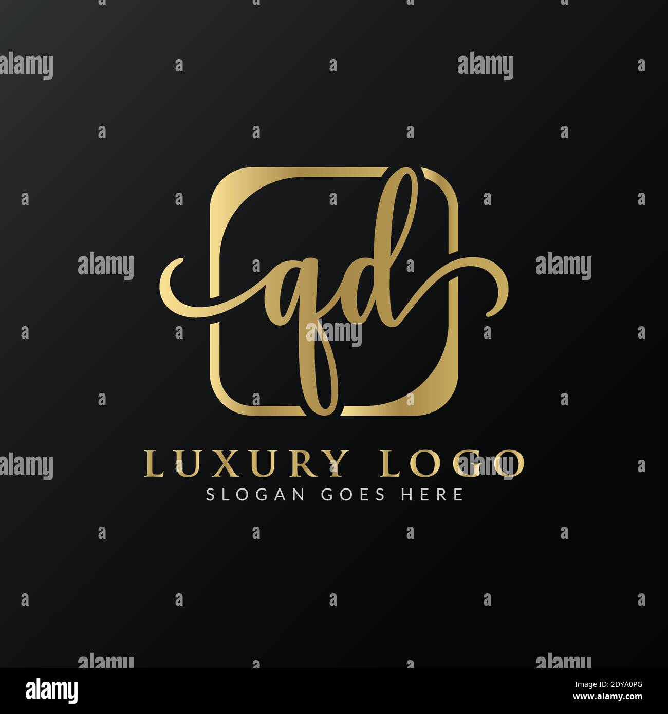 Initial Letter QD Logo Design Vector Template. Modern Luxury QD Letter ...