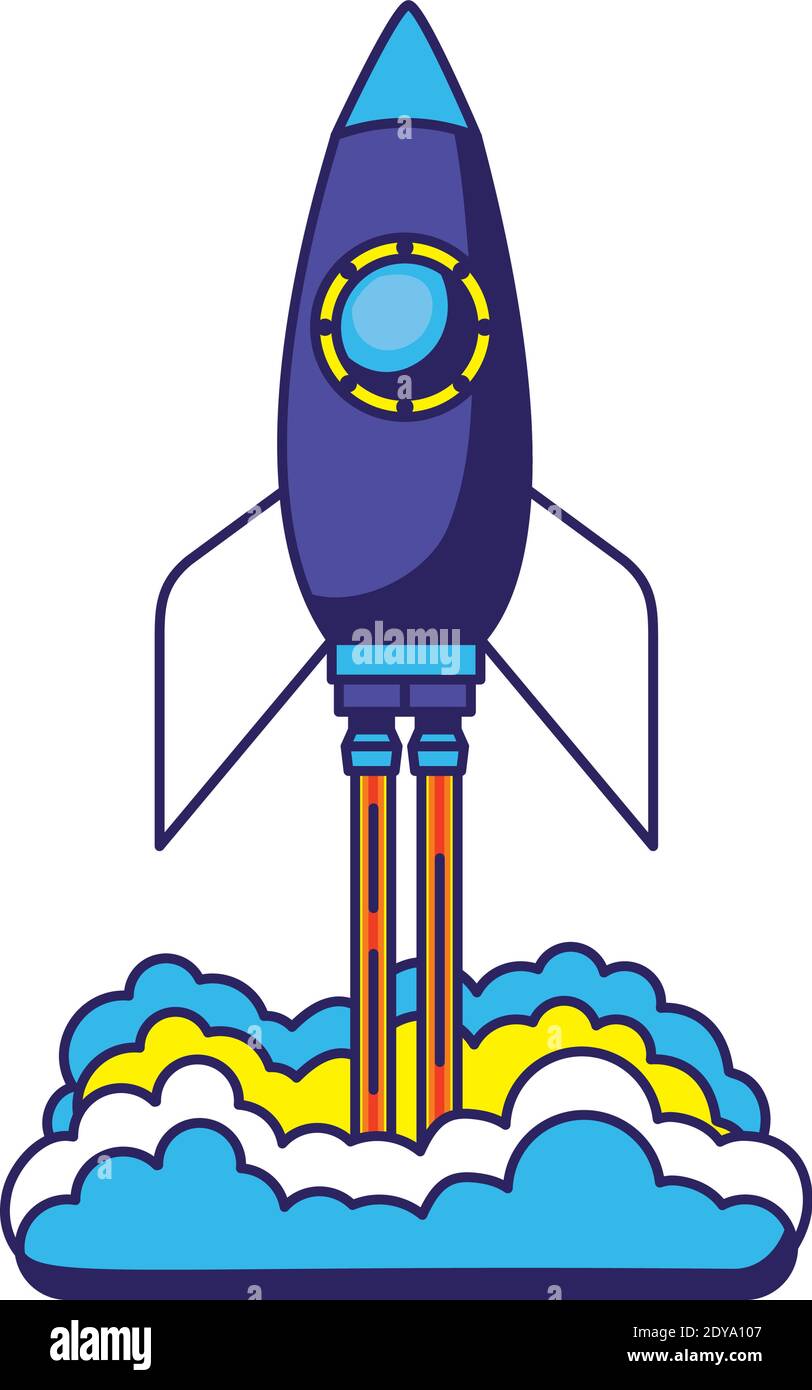 colored spaceship launch icon on a white background Stock Vector Image ...