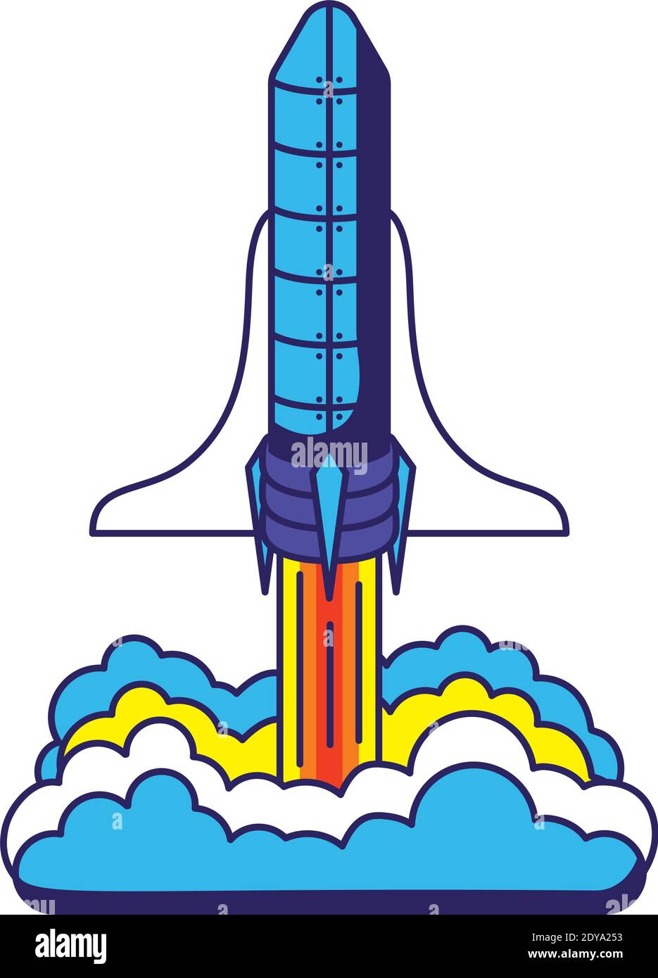 colored spaceship launch icon over a white background Stock Vector ...