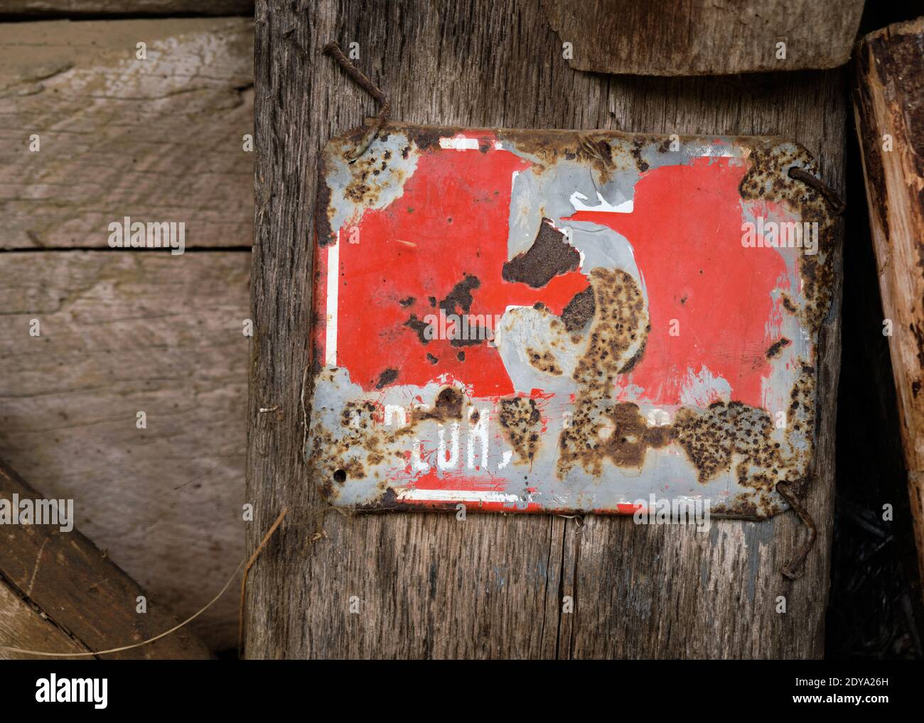 Old rusted vintage sign with a number five still visible on vintage ...