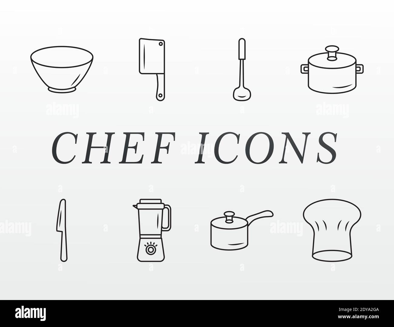 bundle of eight kitchen utensils and lettering vector illustration ...