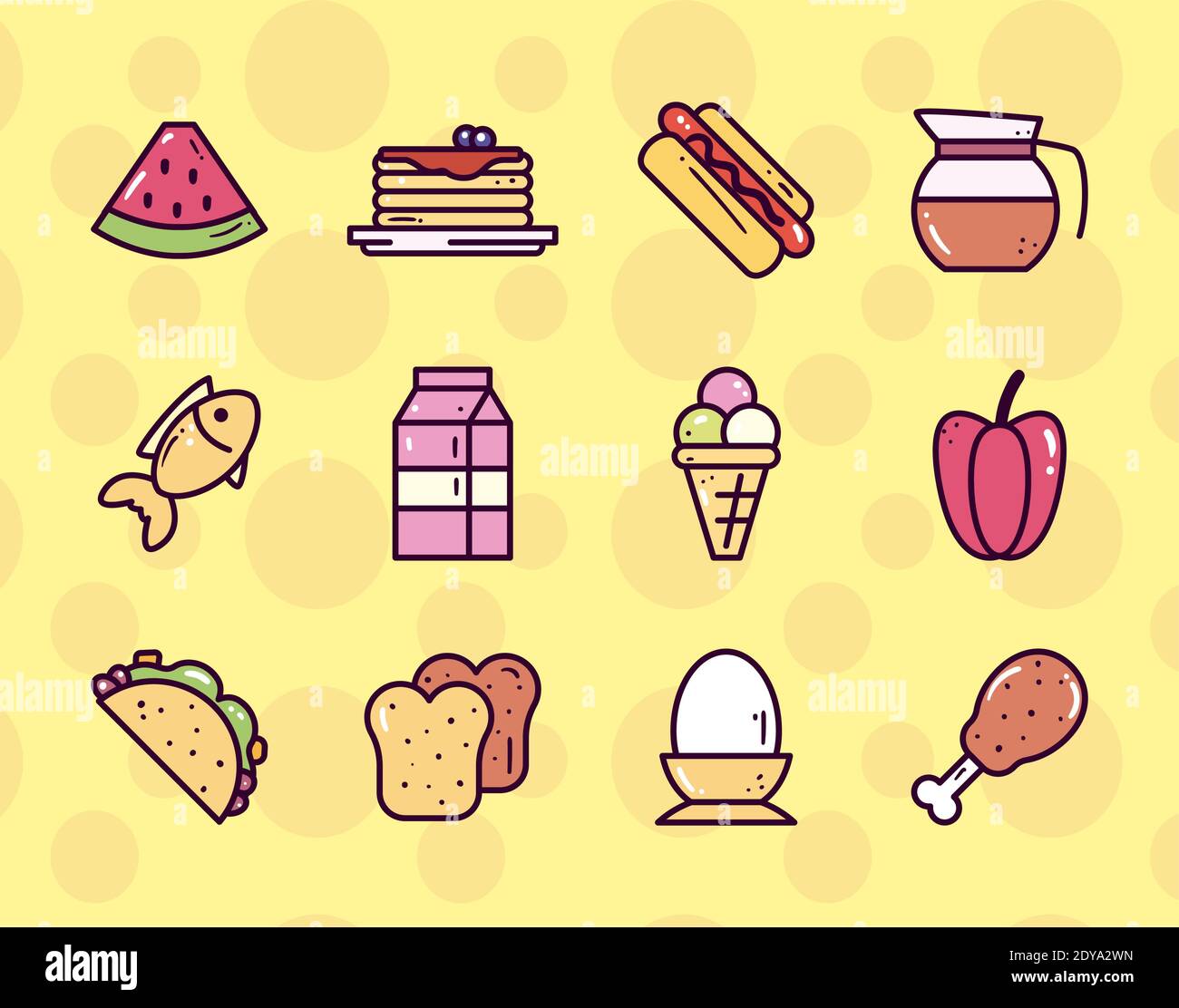 food line and fill style set of icons design of eat restaurant and menu ...