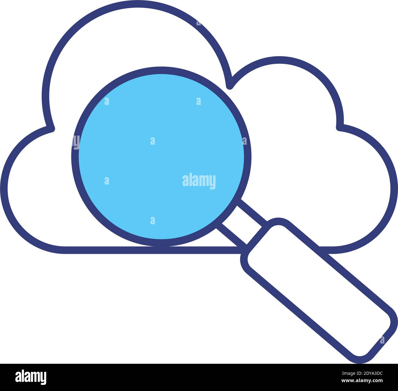 cloud computing with magnifying glass line style icon vector illustration design Stock Vector ...
