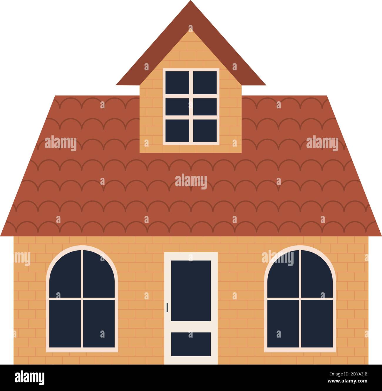 classic residential house icon over white background, colorful design ...