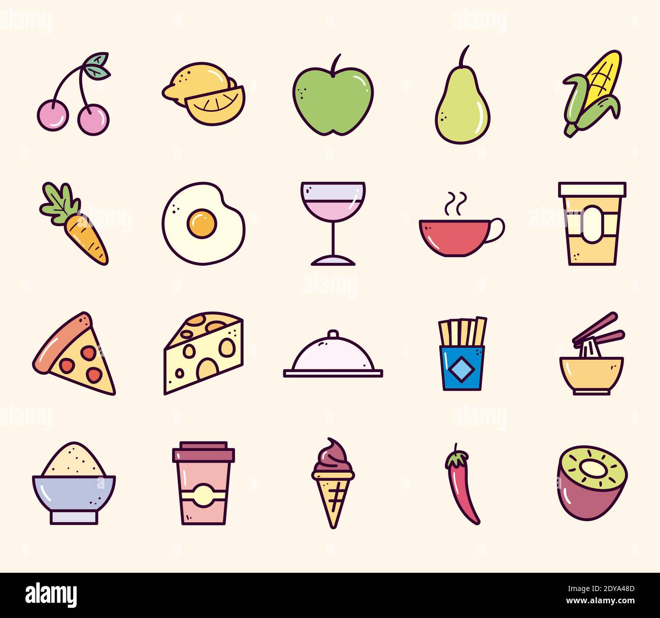 food line and fill style icons bundle design of eat restaurant and menu ...