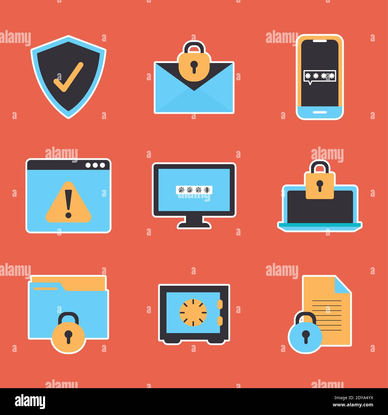 set of security icons on a red background Stock Vector Image & Art - Alamy