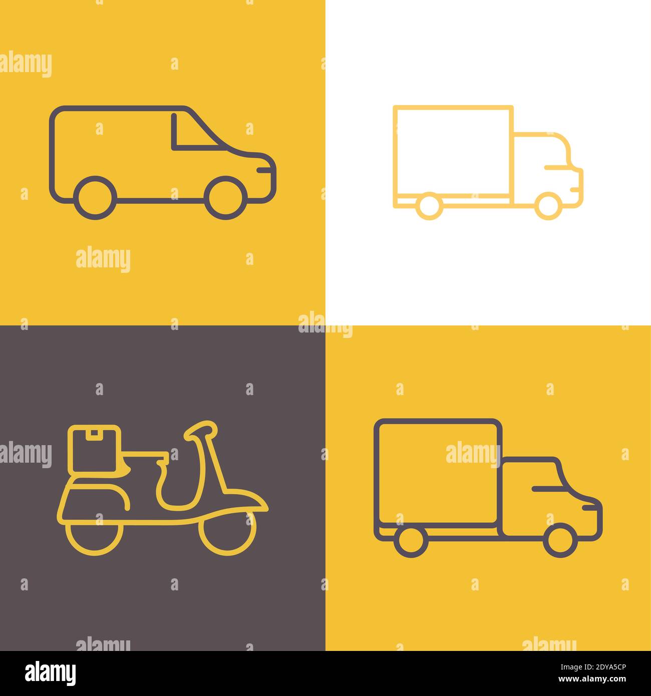 bundle of four delivery service icons vector illustration design Stock ...